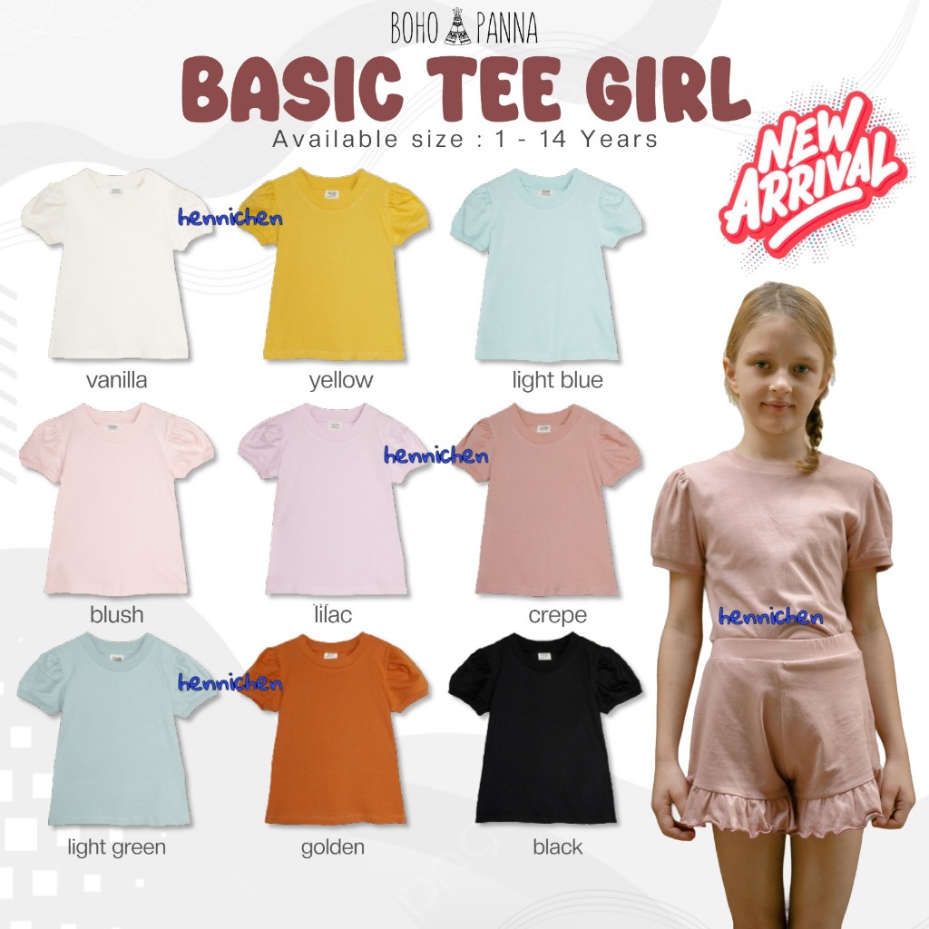 Jual Bohopanna Basic Tee Girl 1-14 Tahun Kaos Puffy Anak Perempuan | Shopee Indonesia