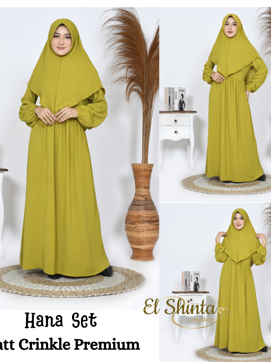 Jual Gamis Syar'i Hana Set Hijab Crinkle Airflow Baju Muslim Terbaru | Shopee Indonesia