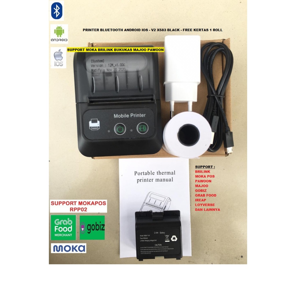 Jual PRINTER BLUETOOTH MINI PORTABLE PPOB/KASIR 58MM THERMAL BATERAI | Shopee Indonesia