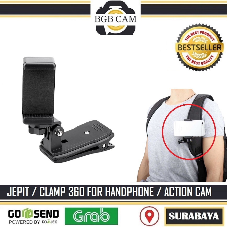 Jual Jepit / Clip Clamp Tas For Handphone / Action Camera Rotary 360 ...