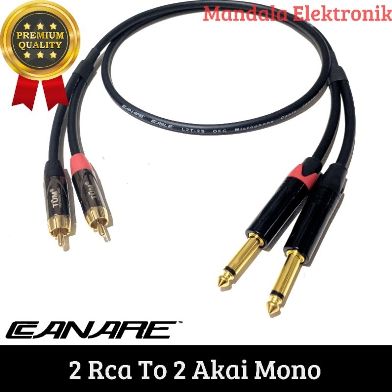 Jual kabel audio 2 rca male to 2 akai mono 6,5mm berkualitas | Shopee ...