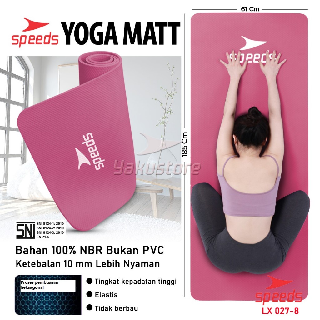 Jual SPEEDS Matras Yoga Mat NBR 10mm gym Karpet Spons Fitnes Portable Ringan Berstandar SNI 027 ...