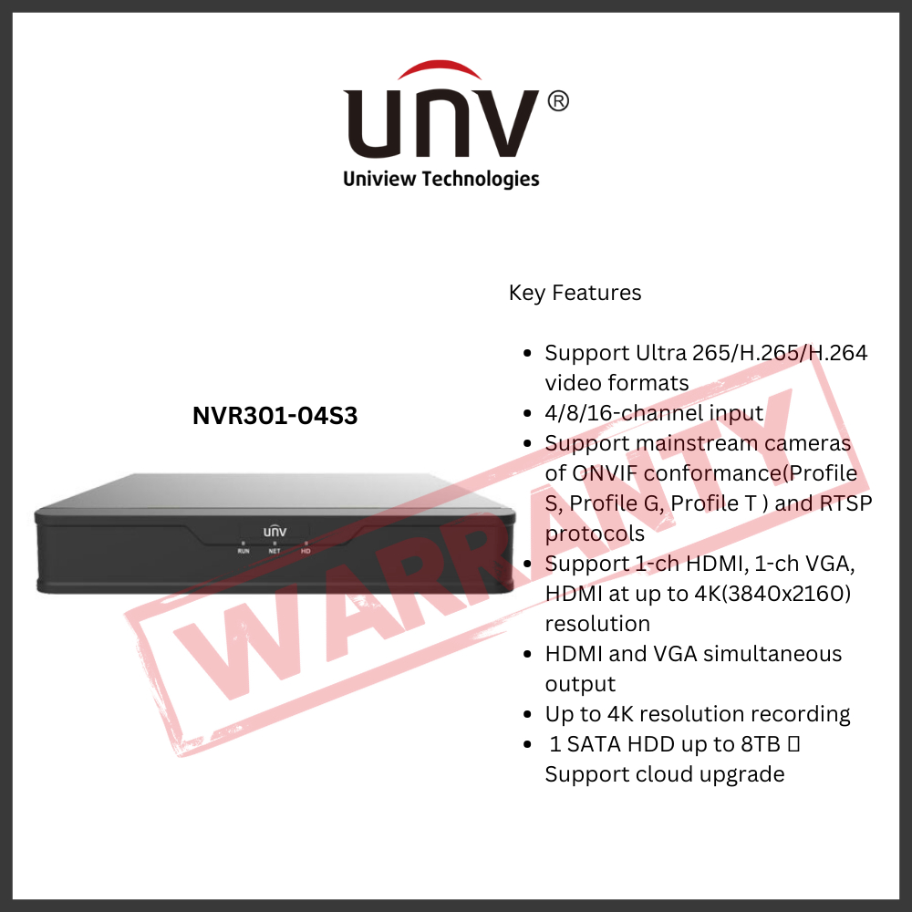 Jual UNV NVR301-04S3 Uniview Network Video Recorder | Shopee Indonesia