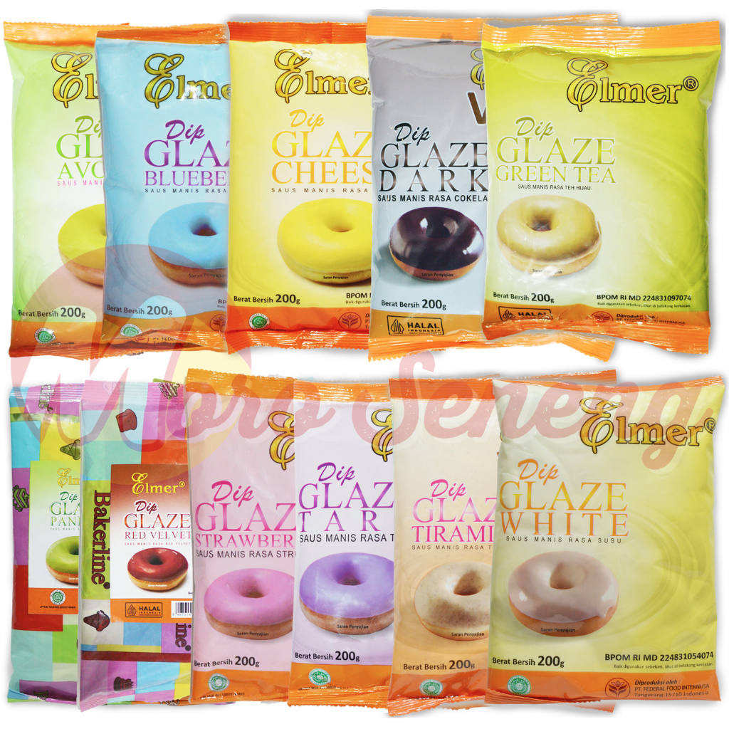 Jual Elmer Glaze 200 gr Donat 200gr Avocado Blueberry Cheese Dark Green ...