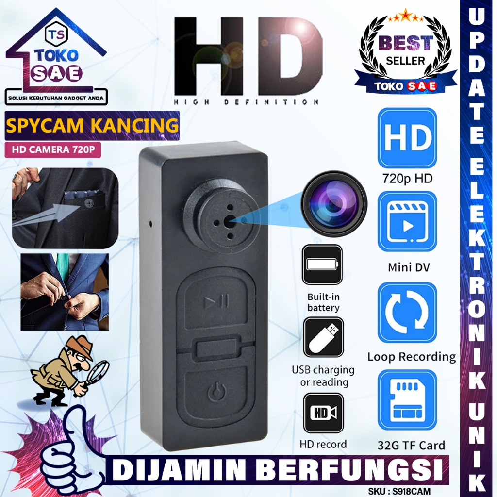 Jual S918 Spy Camera Mini Unik Tombol Thisrt CCTV Kamera DV Button Model Kancing Baju Camcorder ...