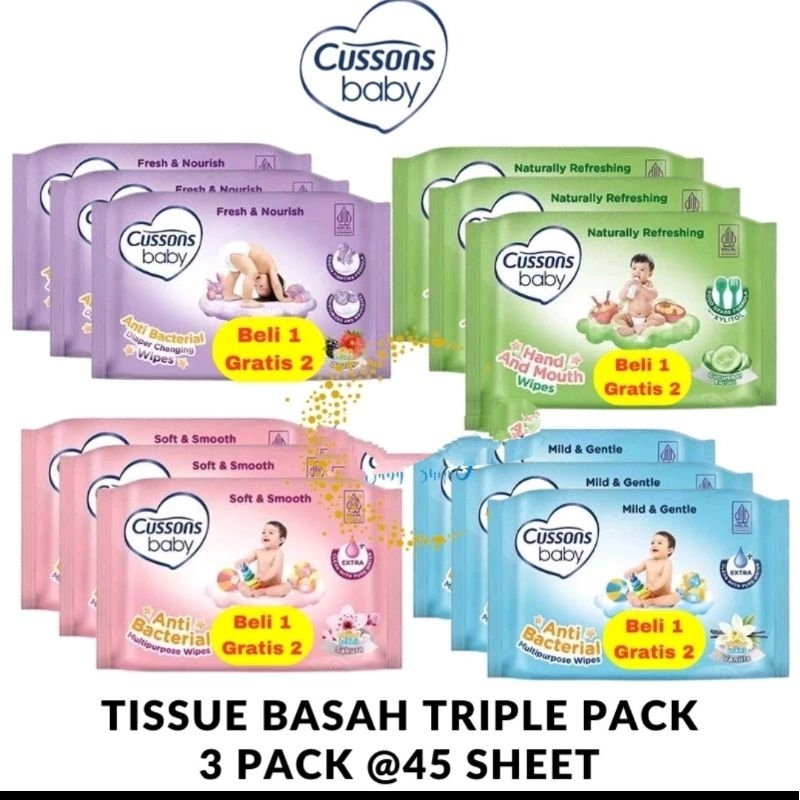 Jual PROMO triple pack Tisu basah cusson baby 45 sheets beli 1gratis 2 | Shopee Indonesia
