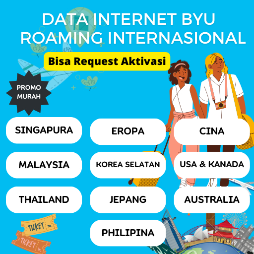 Jual KUOTA ROAMING BYU INTERNASIONAL ASIA EROPA USA AUTRALIA LANGSUNG ...