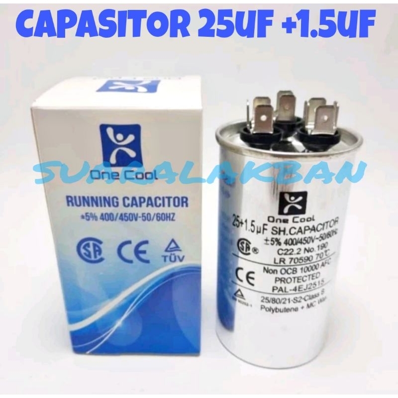 Jual CAPASITOR RUNNING 25uF + 1,5uF AC SPLIT | Shopee Indonesia