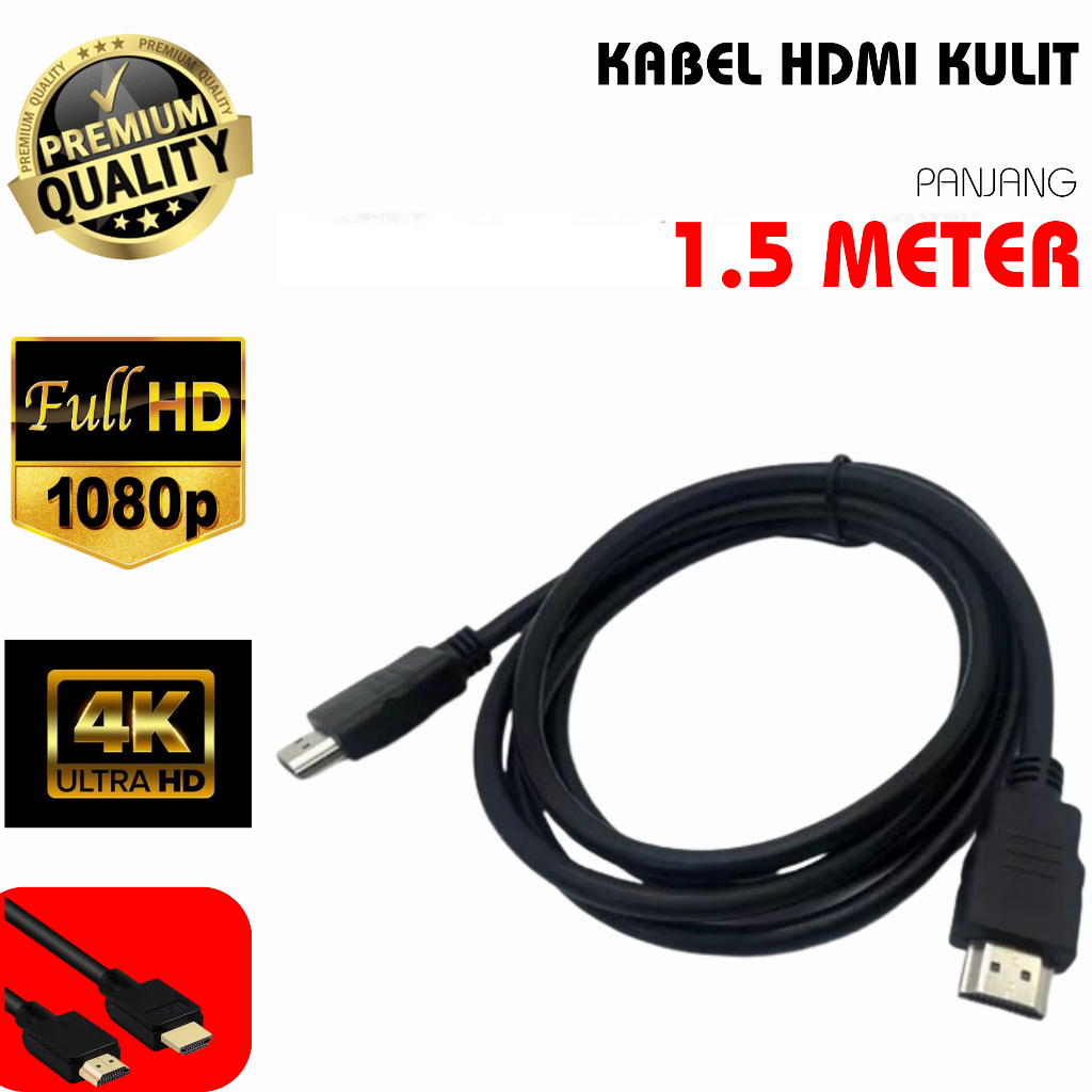 Jual Kabel Hdmi to Hdmi 1.5m / 2 m V1.4 Laptop Ke TV Ke DVR CCTV Ke Monitor Komputer panjang 1.5 ...
