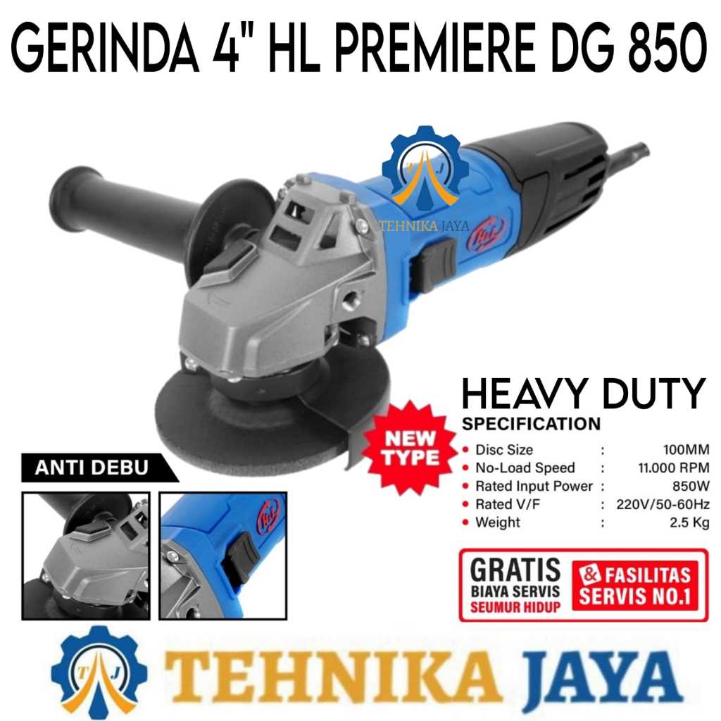Jual HL PREMIER DG 850 Gerinda Tangan Heavy Duty 4 Inch 850W Angle ...