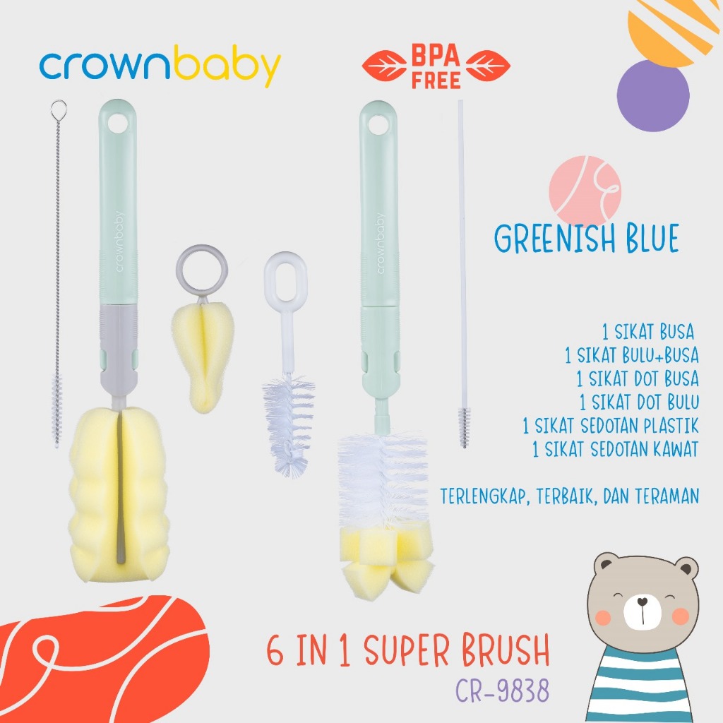 Jual CROWN Sikat Botol Susu Dot Bayi / Pembersih Botol Spon / Sikat ...