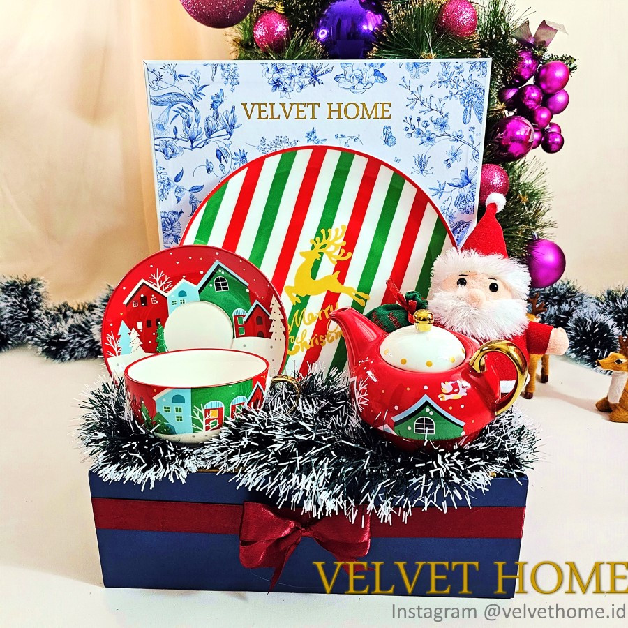 Jual Parcel Natal piring keramik gelas mug christmas parsel teapot ...