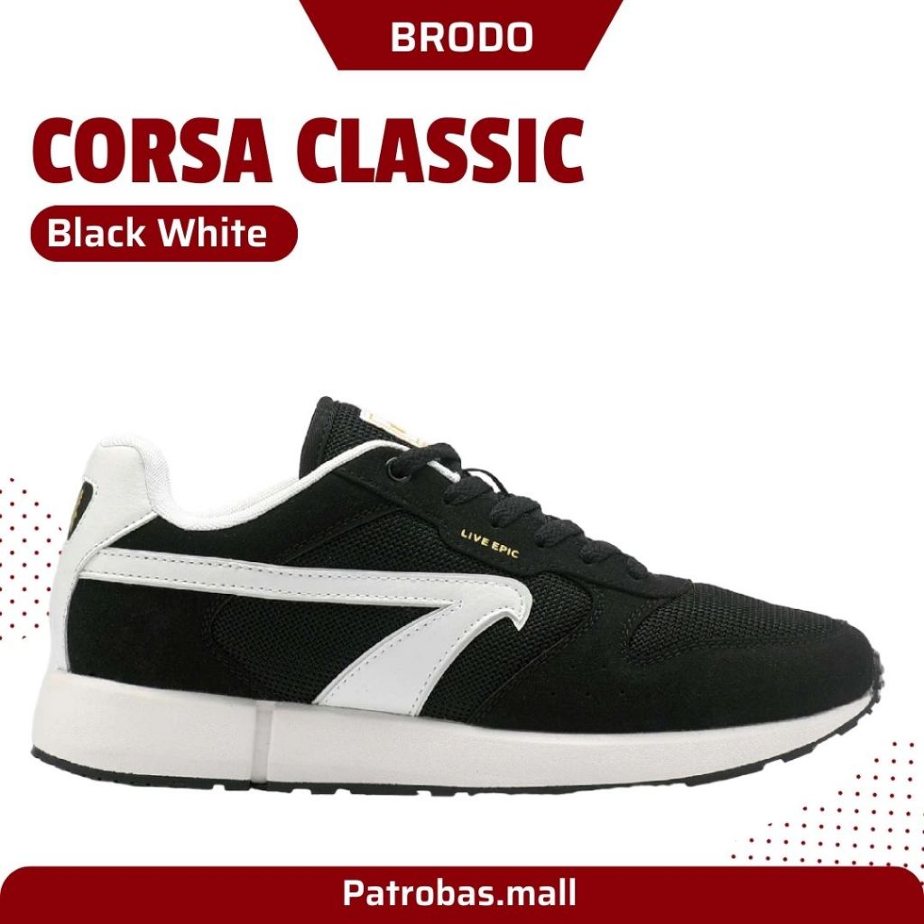 Jual BRODO Corsa Classic Black White Original Sepatu Sneakers Casual ...