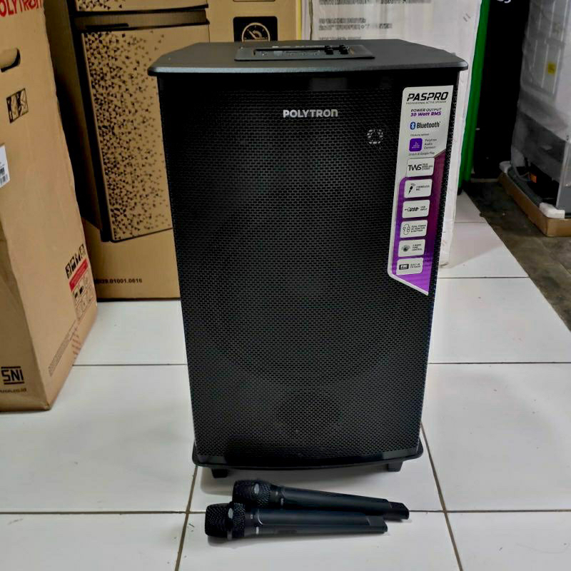 Jual Speaker aktif Polytron 12 inch PAS PRO 12F6 + 2 mic wireless. Ampli meeting portable ...