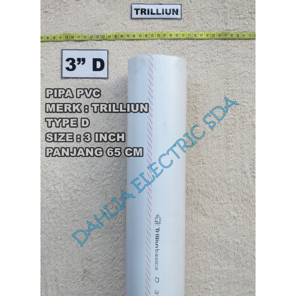 Jual Pipa PVC 3 INCH D PUTIH TRILLIUN PANJANG 65CM | Shopee Indonesia