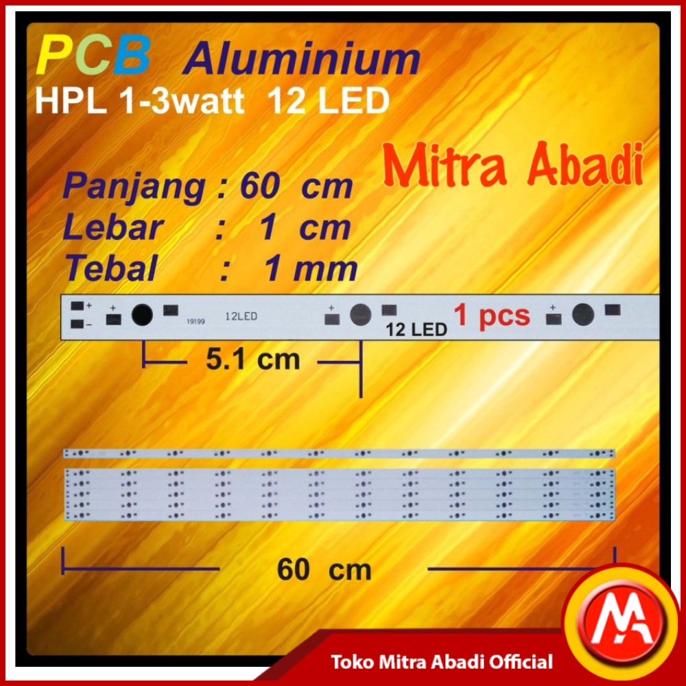 Jual Long Aluminium PCB HPL 12 Watt/Papan PCB Aluminium HPL 12 Watt 60 ...