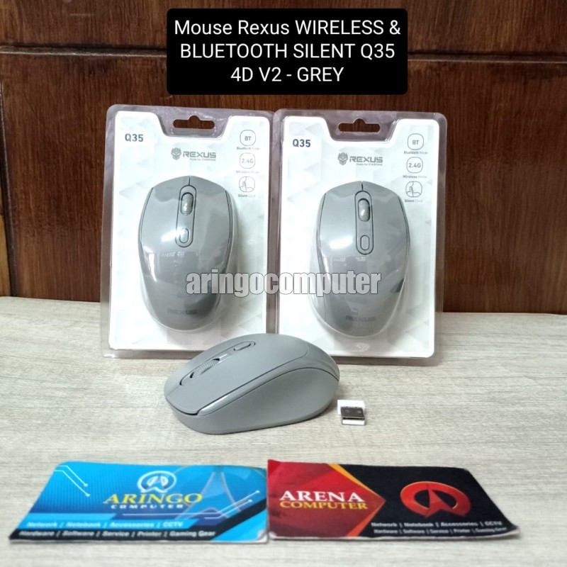 Jual Mouse Rexus WIRELESS & BLUETOOTH SILENT Q35 4D V2 - GREY | Shopee ...