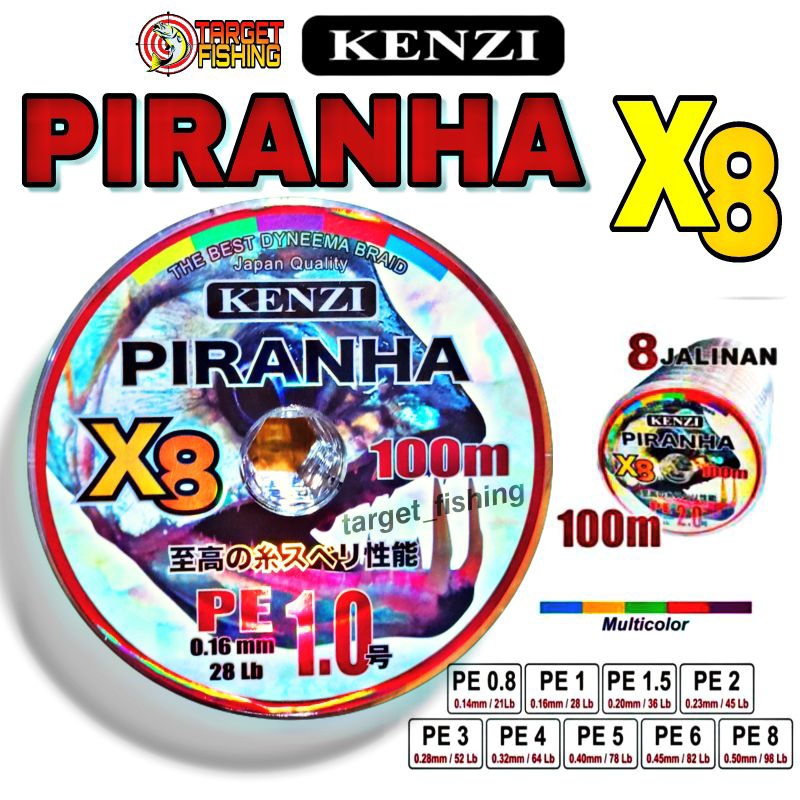 Jual Senar PE KENZI PIRANHA X8 100 METER MULTICOLOR | Shopee Indonesia
