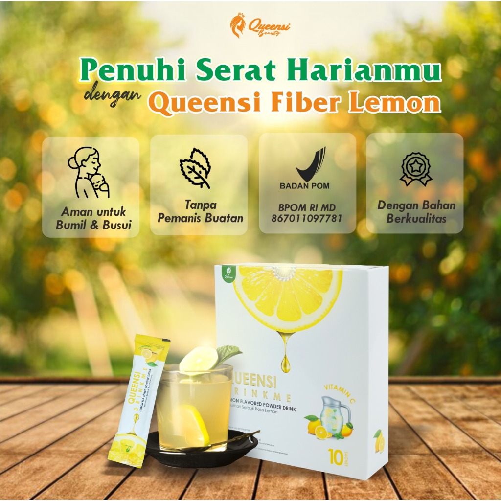 Jual Queensi DrinkMe Lemon Flavored Powder Drink - Queensi Fiber Lemon Original isi 10 Sachet ...
