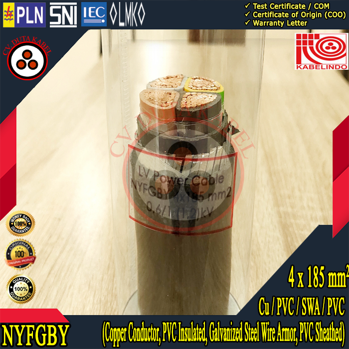 Jual Kabel NYFGBY 4x185 mm2 KABELINDO /NYRGBY 4 x 185 mm2/4x185mm2 ...