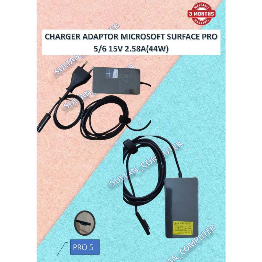 Jual Adaptor Charger MICROSOFT SURFACE PRO 5/6 15V-2.58A(44W) | Shopee ...