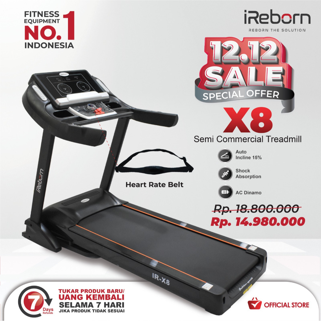 Jual Alat Fitness Treadmill Commercial IReborn X8 (SURABAYA) | Shopee ...