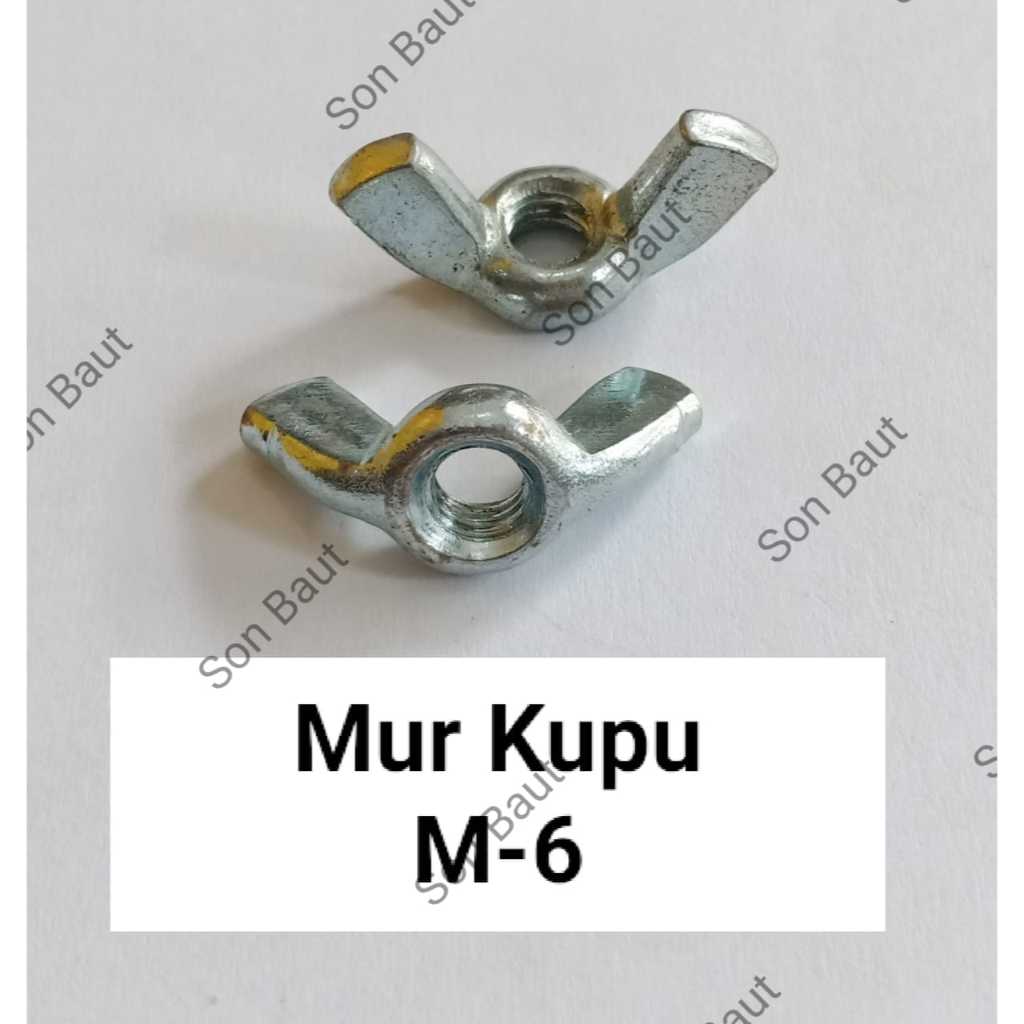 Jual Mur Kupu M6 / Mur kuping Baut 10 Putih Galvanis | Shopee Indonesia