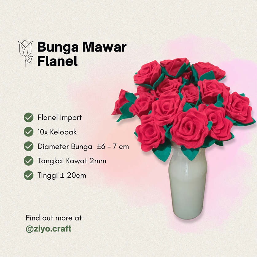 Jual Bunga Mawar flanel 1 Tangkai - 10pcs | Shopee Indonesia