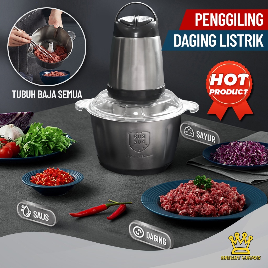 Jual Blender MKC-818 Chopper Stainless Steel 2L Penggiling Bumbu Daging Sayur Buah / Food ...