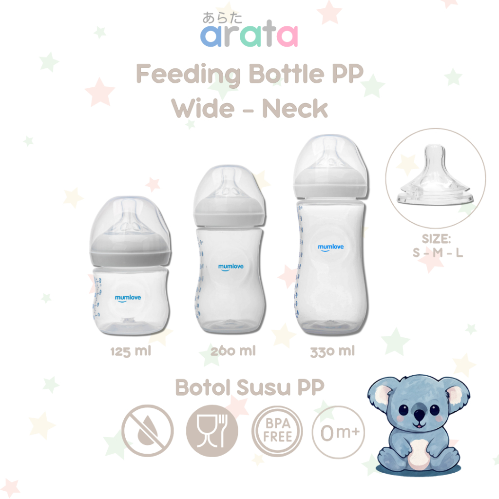 Jual ARATA Botol Susu Bayi Wide Neck PP Feeding Baby Bottle 125ml 260ml ...