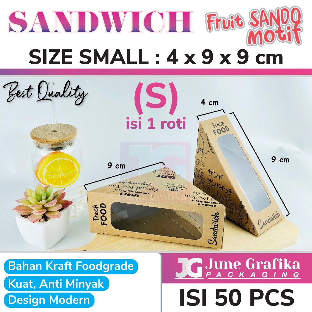 Jual Kemasan Fruit Sando/ Box Sandwich / Packaging Kraft Sandwich ...