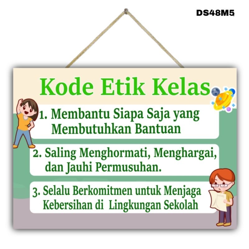 Jual Hiasan Dinding Poster KODE ETIK KELAS gantungan dinding edukasi sekolah anak pajangan ...
