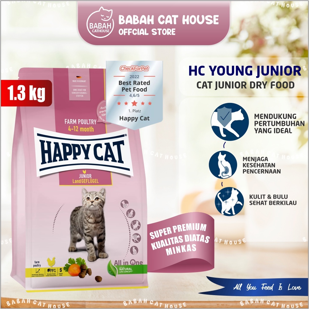 Jual Happy Cat YOUNG JUNIOR POULTRY 1.3KG Food Happycat Makanan Kucing ...