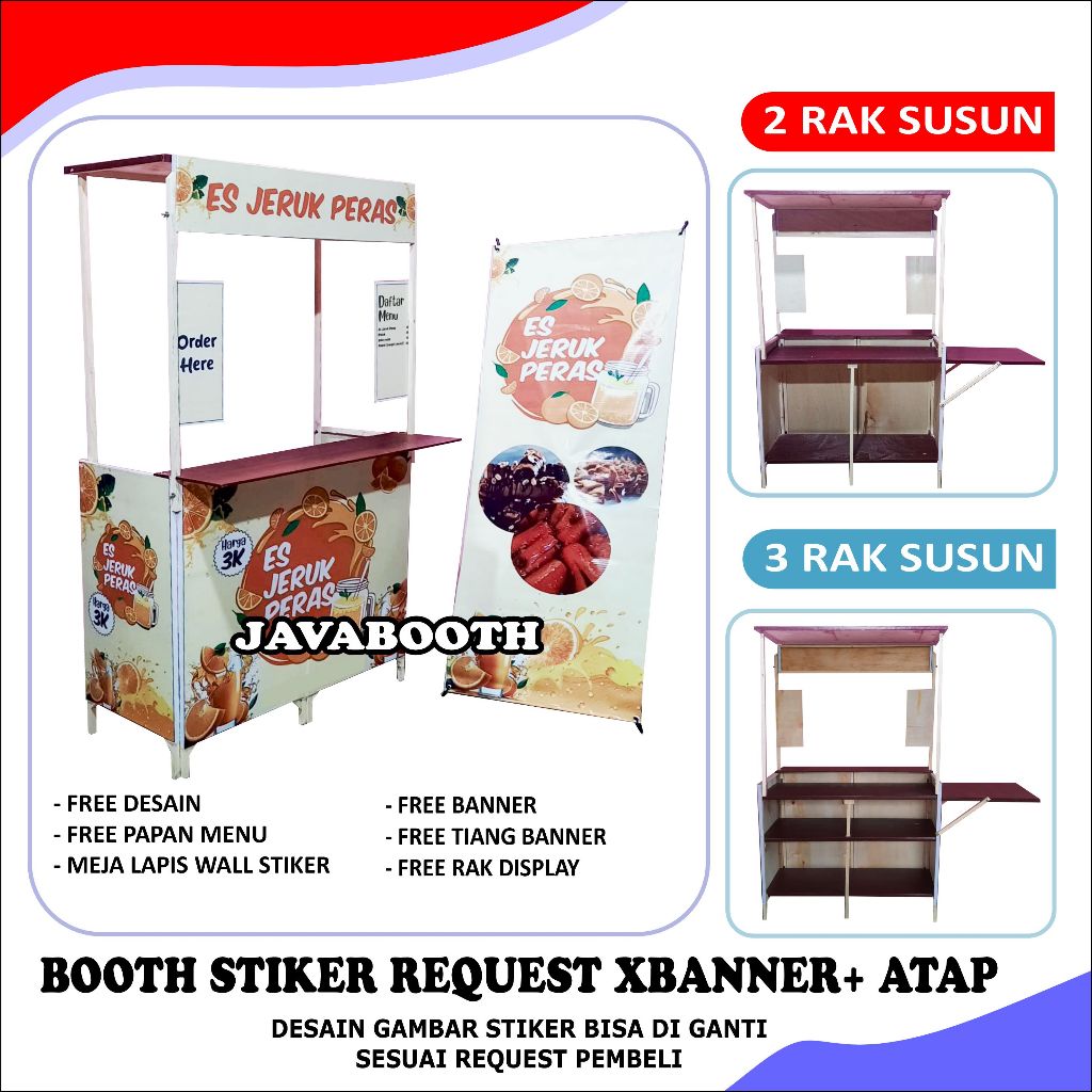 Jual Booth Portable Kayu Jumbo Pakai Atap Bonus Rak Depan | Shopee ...