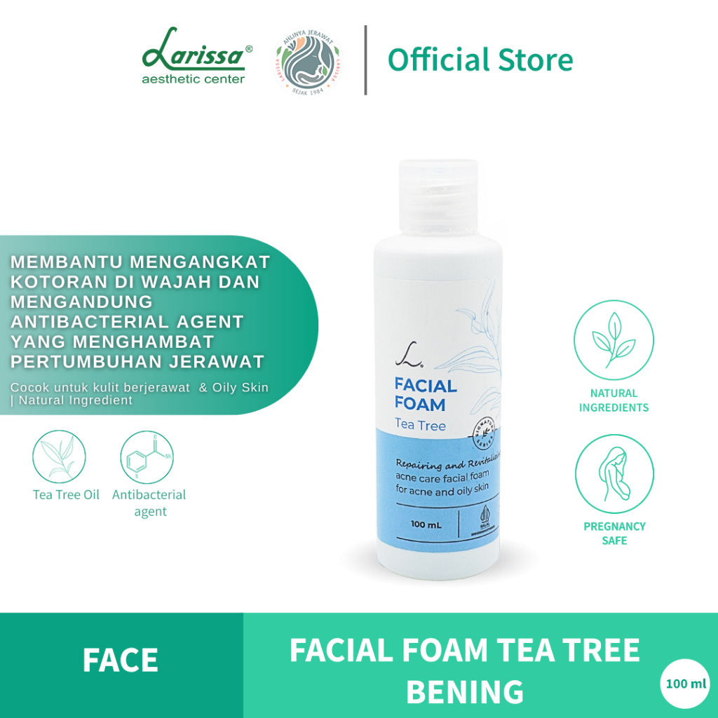 Jual Larissa Facial Foam Tea Tree Bening - Sabun Cuci Muka Untuk Berjerawat & Berminyak | Shopee ...