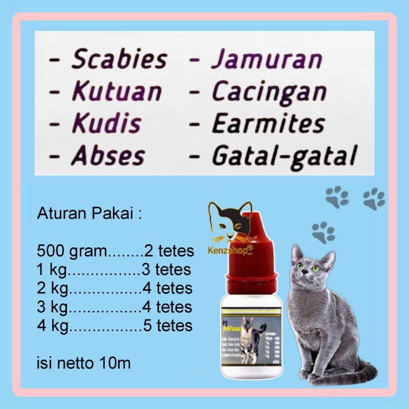 Jual Obat Kucing Anti Parasit Super ( P2 Cair ) Jamur Cacingan Scabies ...