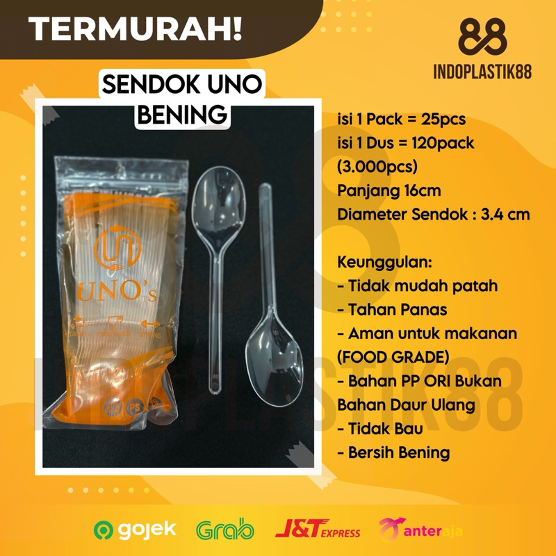 Jual Sendok Makan Plastik / Sendok Makan Bening / Sendok Makan “UNO ...