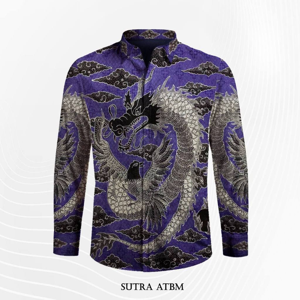 Jual Kemeja pria lengan panjang jumbo batik tulis pola polosan hitam ...