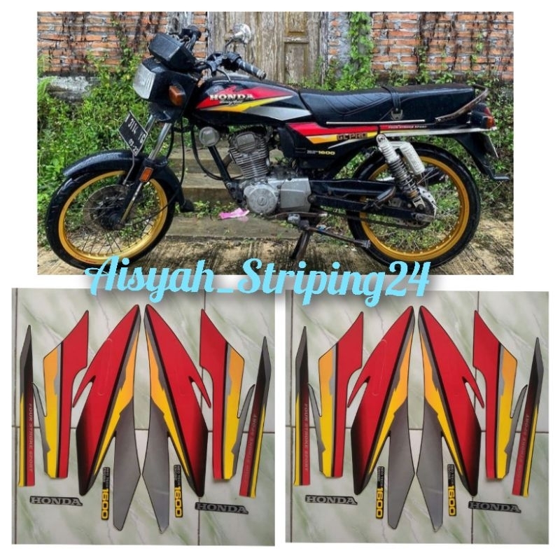 Jual stiker striping lis body motor honda gl pro 97 hitam merah ...
