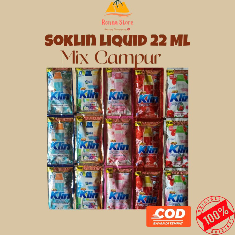 Jual [24sachet] SOKLIN Liquid Cair 500an Detergent Cuci Baju 22ml ...