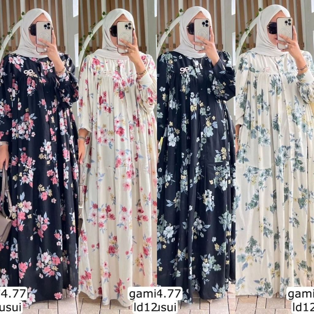 Jual NAOMI DRESS RAYON DIAMOND PREMIUM - GAMIS RAYON MOTIF BUNGA NEW ...