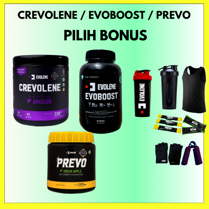 Jual PREVO / CREVOLENE / EVOBOOST BPOM HALAL APPLE EVOLENE PRE WORKOUT ...