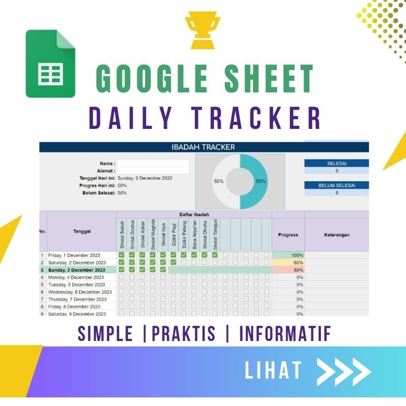 Jual Aplikasi daily tracker (rutinitas harian) google sheet | Shopee ...