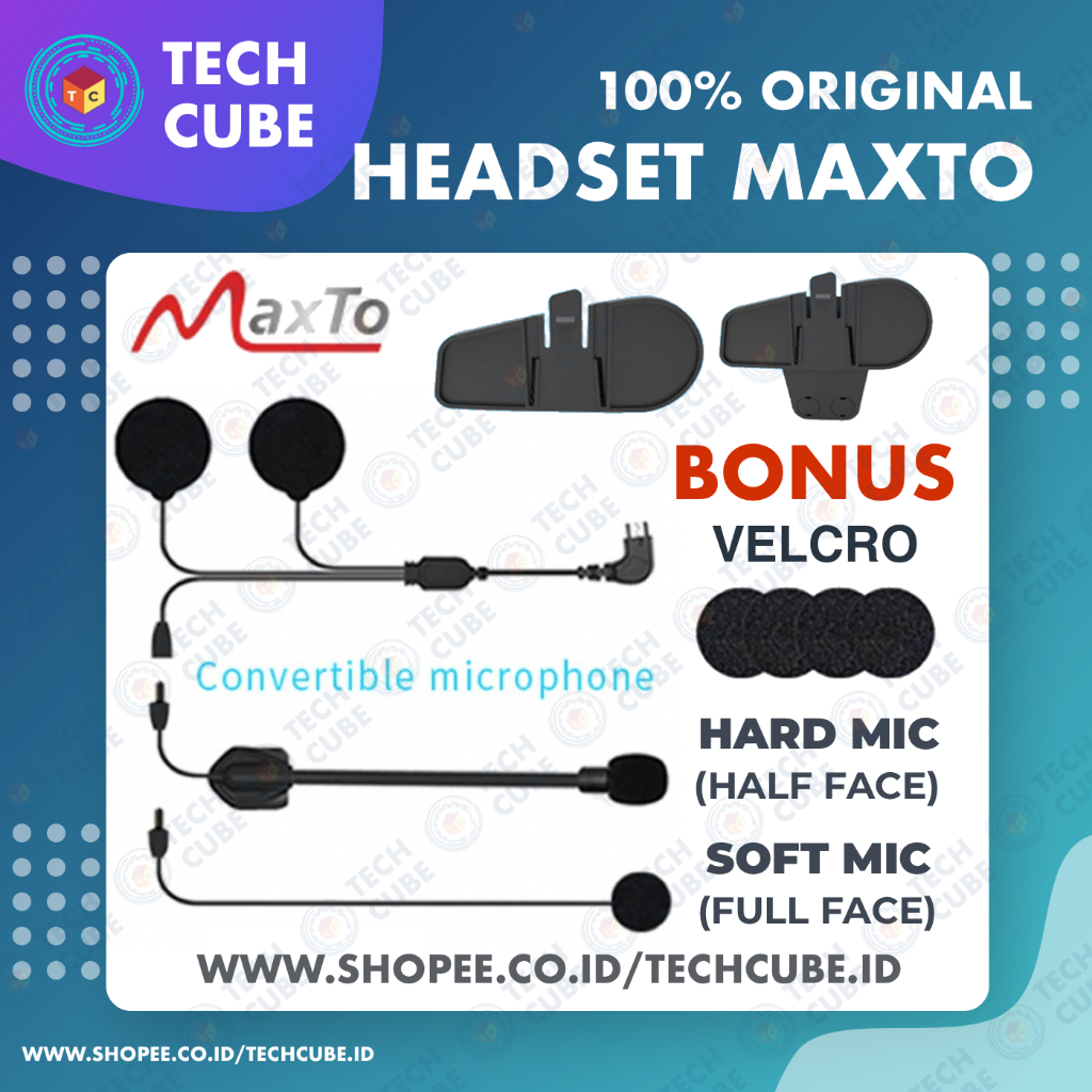 Jual Headset Earpiece Mic Speaker Bracket Clamp Kit Intercom MAXTO M2 ...