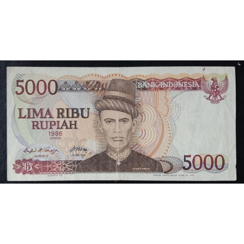 Jual UANGKUNO 5000 RUPIAH TEUKU UMAR THN 1986 NOMOR SERI CANTIK ...