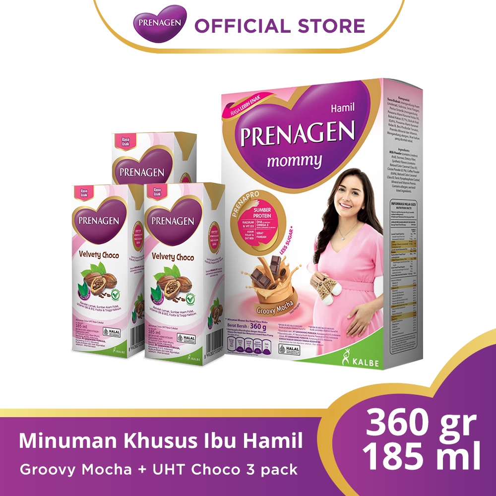 Jual PRENAGEN mommy Groovy Mocha 360 gr + UHT Choco 3 pack | Shopee Indonesia