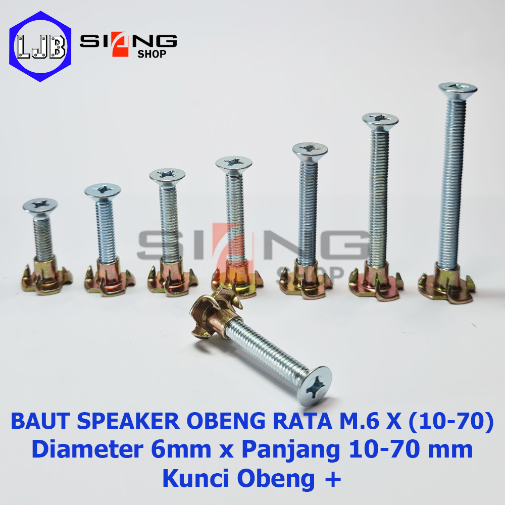 Jual Baut JF M6 Speaker Cakar Model Obeng Rata panjang 10 sd 70 mm ...