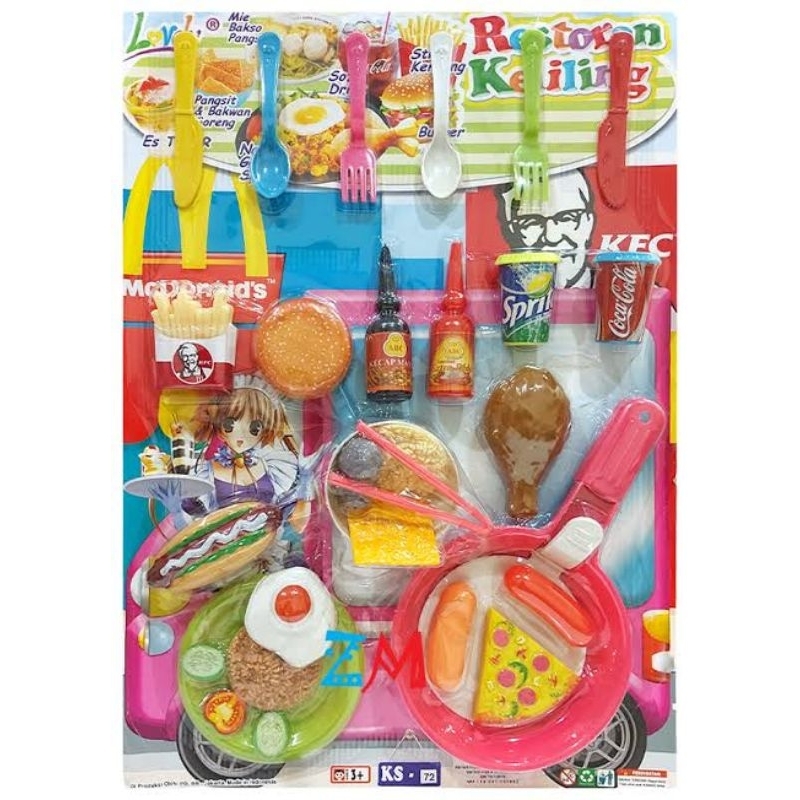 Jual KS 72 MAINAN MASAK MASAKAN RESTORAN KELILING BAKSO BURGER NASI ...