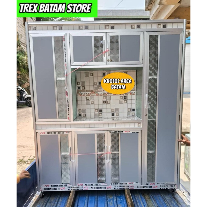 Jual LEMARI RAK PIRING DAPUR 4 PINTU ALUMINUM KACA ACP [ BATAM ...