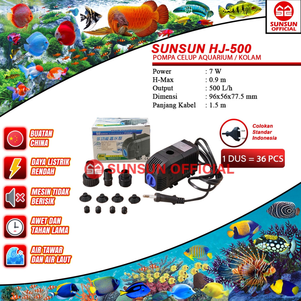 Jual ( WATER PUMP ) SUNSUN HJ 500/600/1100/1500 POMPA CELUP KOLAM ...